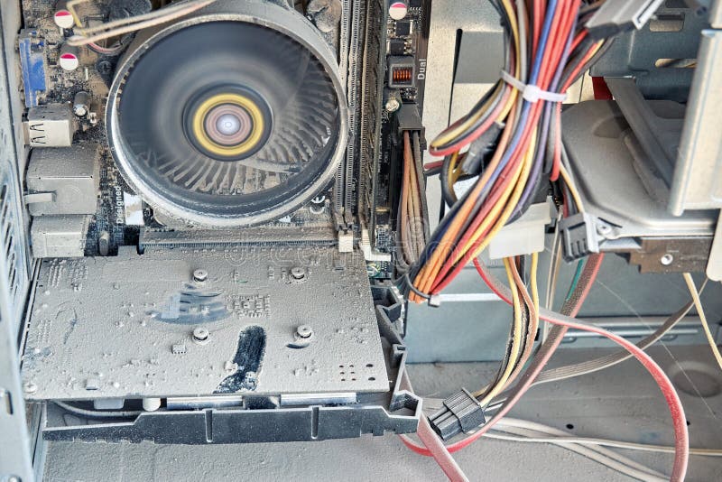 Opened Old Desktop Pc is Covered with a Thick Layer of Dust Stock Photo ...