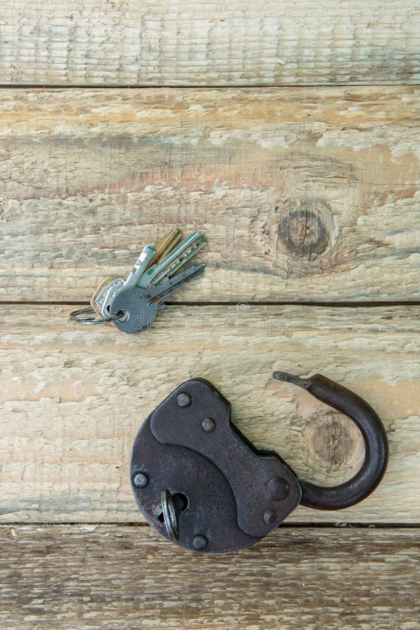 Opened Old Rusty Lock with Keys. Copy Space. Looking for Problem ...