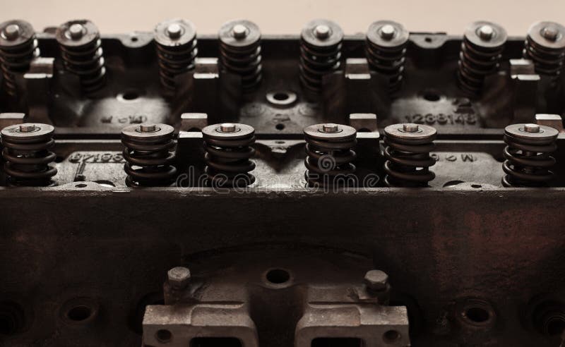 Opened Old V8 Engine Heads Showing Valves and Springs Stock Image ...