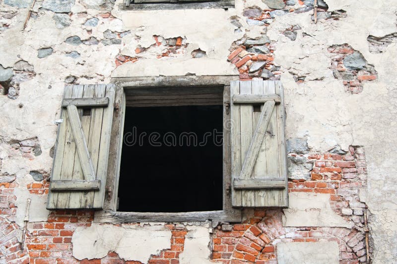Old Wooden Window with Shutters Stock Image - Image of architecture ...