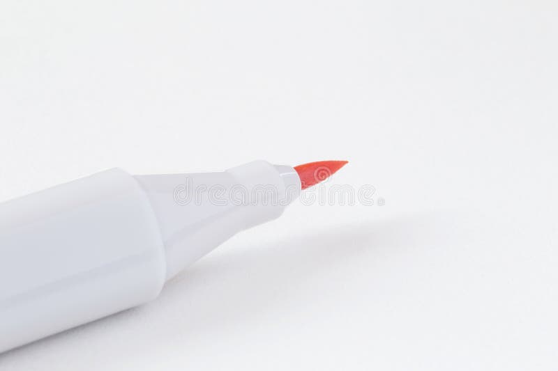 Opened Orange Marker Lying on Blank Page of Sketch Book Stock Photo ...