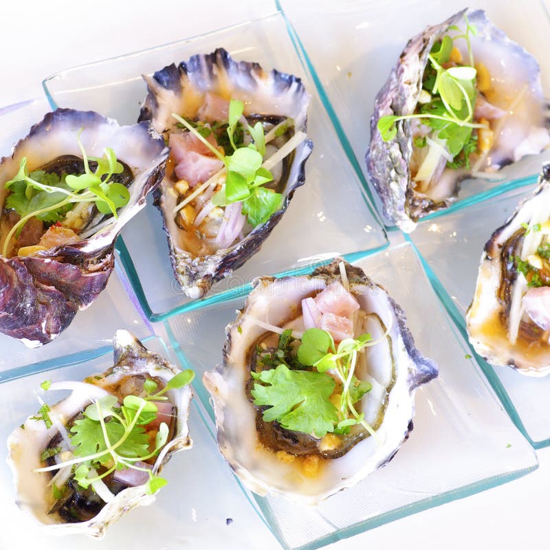 Opened oyster food on dish stock image. Image of glass - 32039617