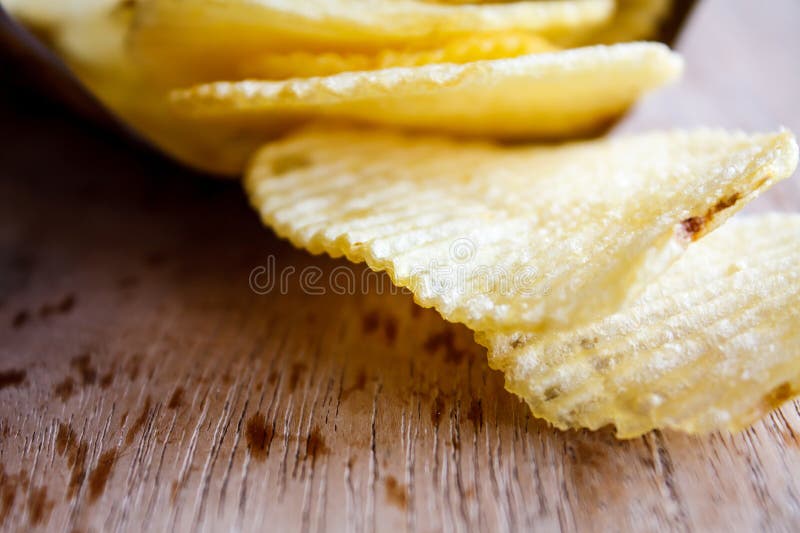 Opened Pack with Potato Chips Over Table Stock Image - Image of open ...