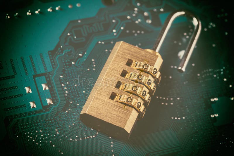 Opened Padlock on Computer Motherboard. Internet Data Privacy ...