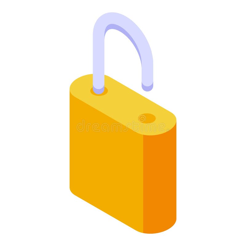 Opened Padlock in Isometric View Ensuring Security and Protection Stock ...