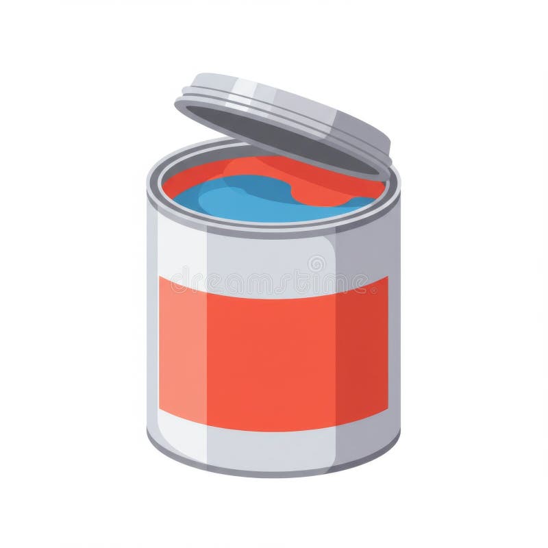 Opened Paint Can with Red and Blue Paint Stock Illustration ...