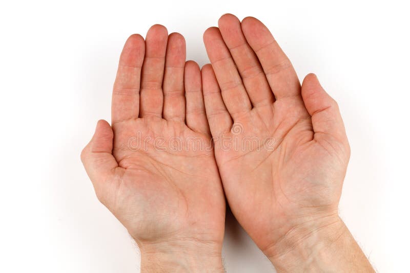 Opened Palms of a Man Human Isolate. Top View Stock Photo - Image of ...