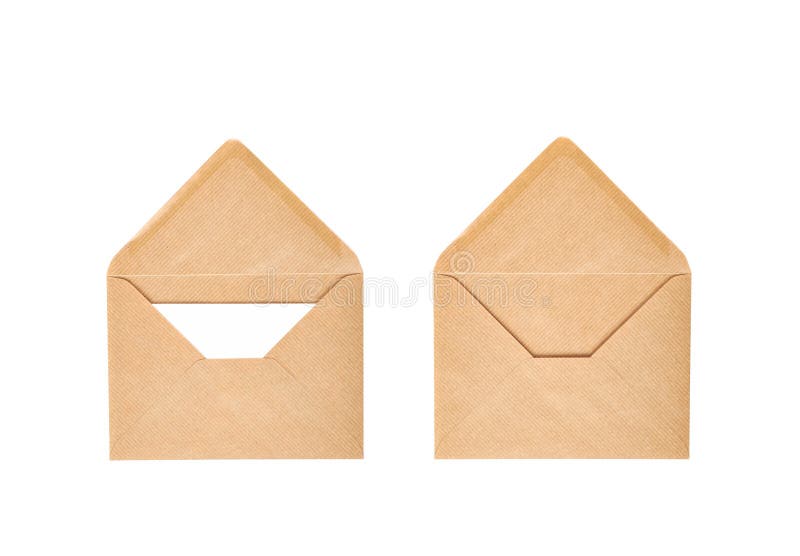 Opened Paper Envelope Isolated Stock Photo - Image of card, delivery ...