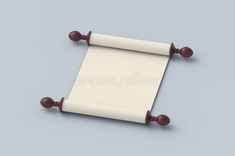 Opened Paper Scroll on Gray Background. Blank Ancient Manuscript Stock ...