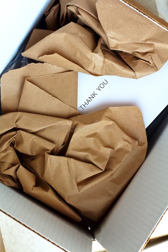 Opened Parcel and Gift Card Inside Stock Photo - Image of paper ...