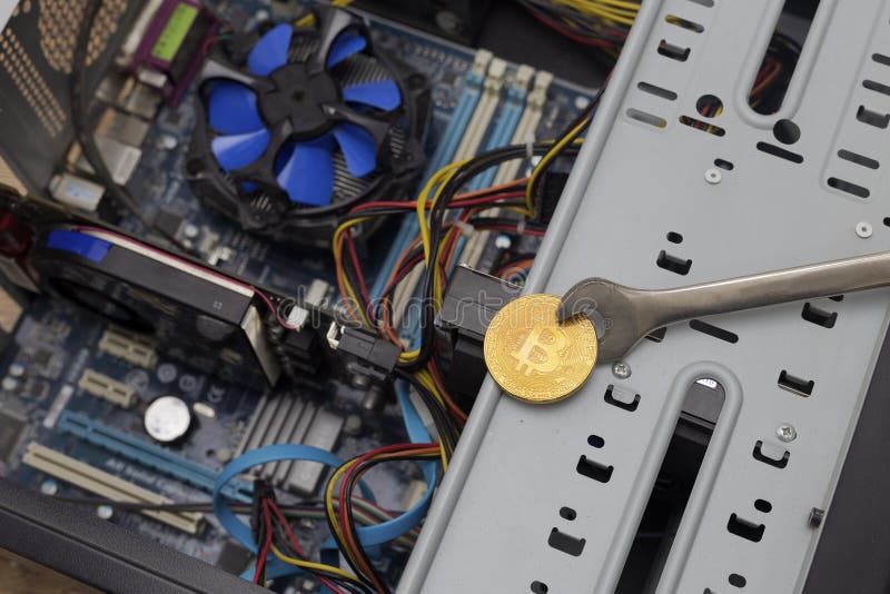 Opened PC Computer Case and a Wrench Stock Image - Image of board ...