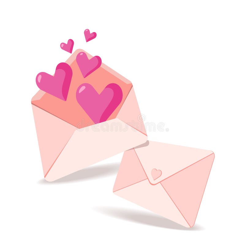Opened Pink Envelope with Hearts that Elevating Over Envelope ...
