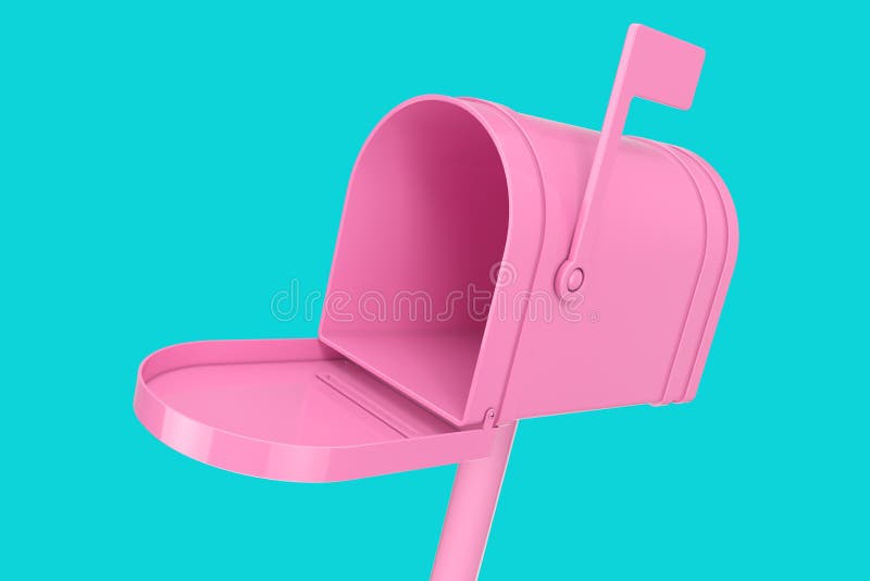 Opened Pink Mail Box Mock Up in Duotone Style. 3d Rendering Stock ...