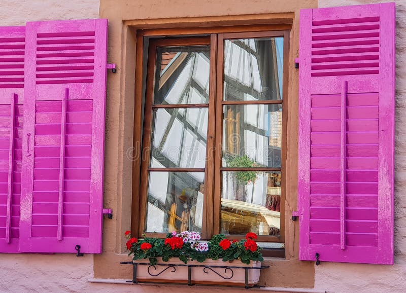 Pink windows stock photo. Image of building, home, detail - 8981212