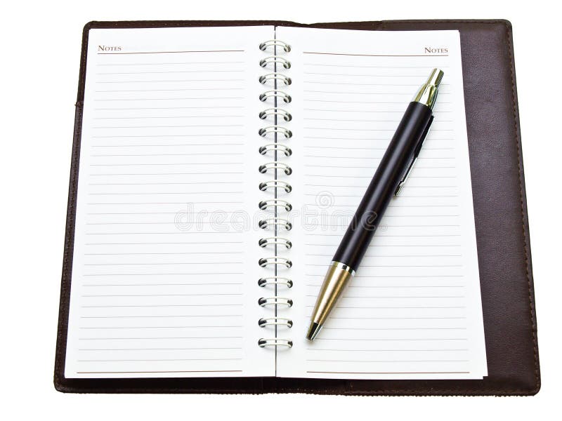 Opened Pocket Notebook and Ballpen Stock Photo - Image of business ...