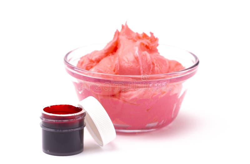 Opened Pot of Red Gel Food Coloring for Baking Isolated on a White ...