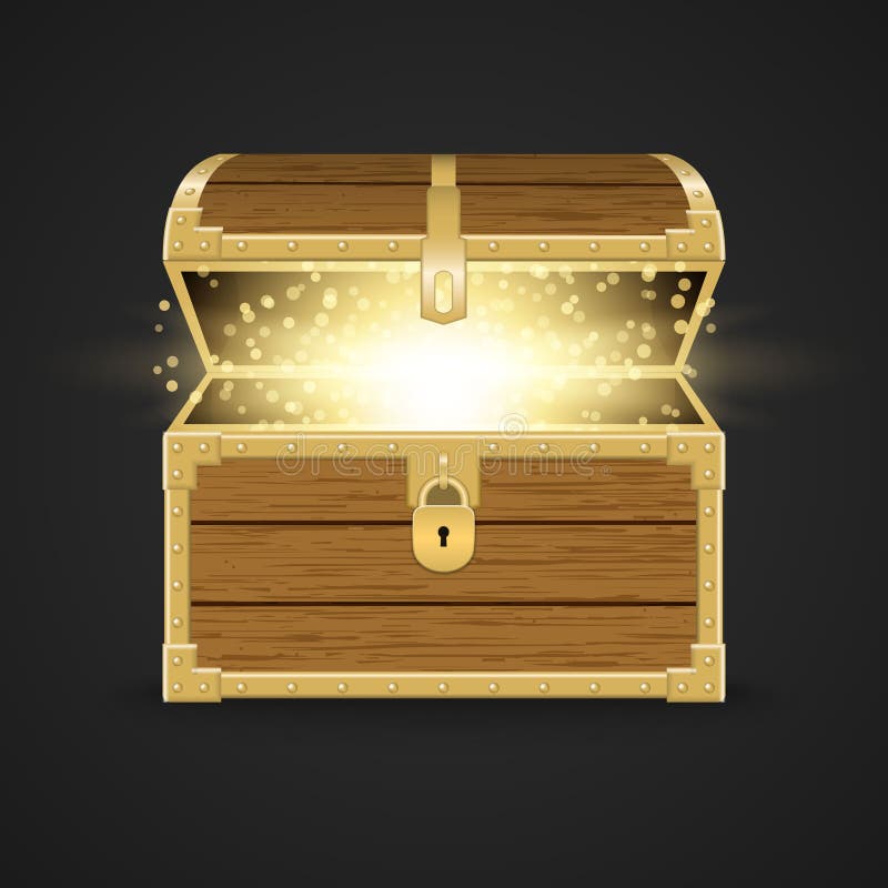 Opened Realistic Wooden Chest Stock Illustration - Illustration of ...