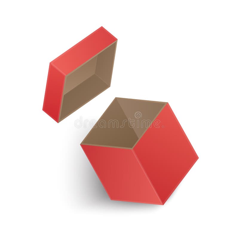 The Opened Red Box Isolated on White Background. Vector Illustration ...