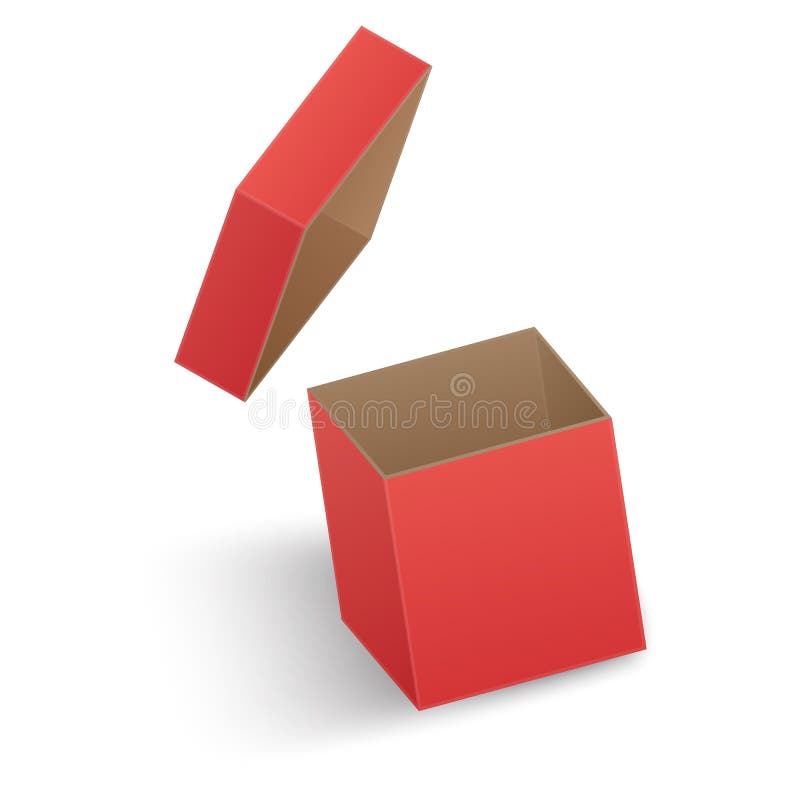 The Opened Red Box Isolated on White Background. Vector Illustration ...