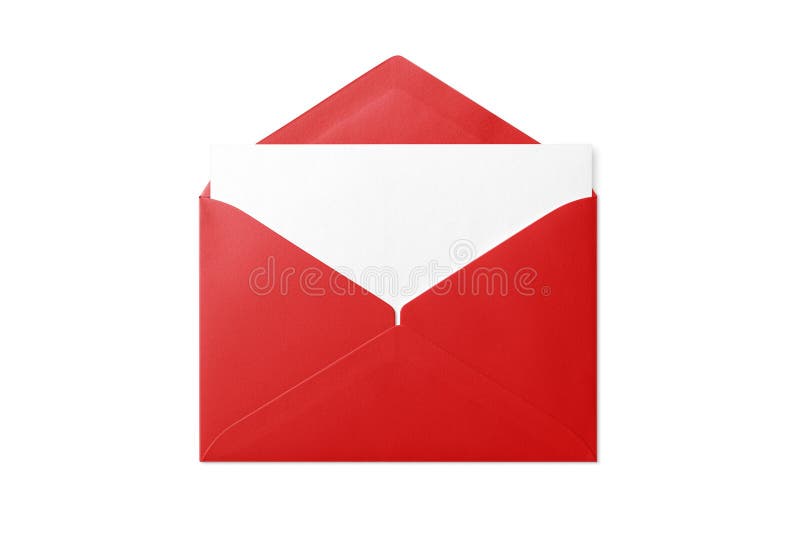 Opened Red Envelope Mockup Blank Paper Isolated White Background Stock ...