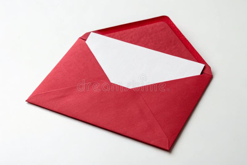 Opened Red Paper Envelope Mockup with Paper Sheet Stock Illustration ...