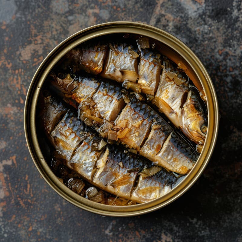 Round Food Can with Fish. Ai Generated Stock Photo - Image of container ...