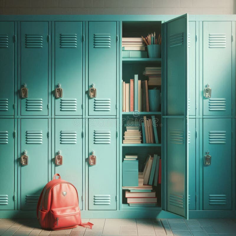 Opened School Locker. Generative Ai. Stock Photo - Image of storage ...