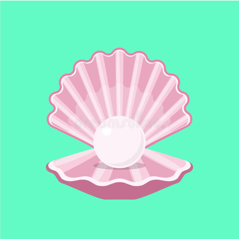 Seashell with Pearl Outline Icon Stock Vector - Illustration of bead ...