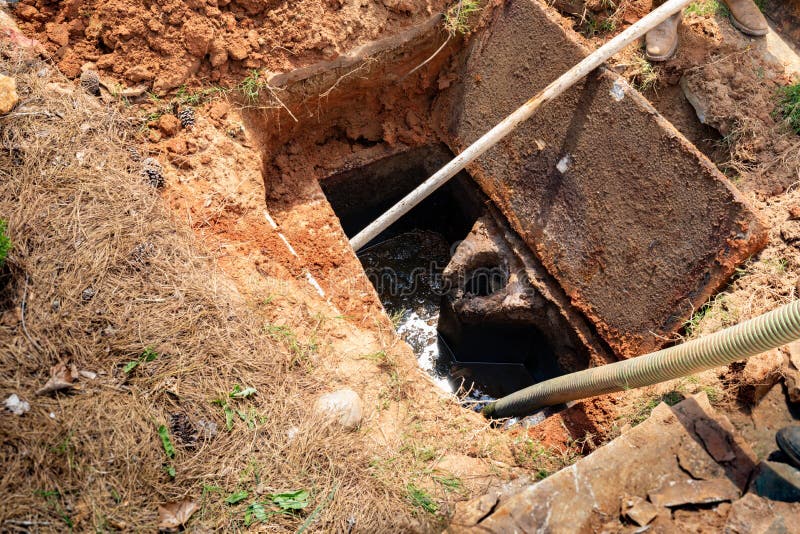 Opened Septic Tank Showing a High Level of Sludge, Ready To Pump Stock ...