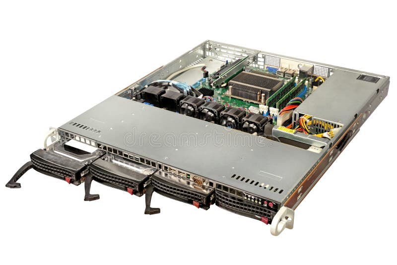 Opened Server with Racks Isolated on White Background Stock Photo ...