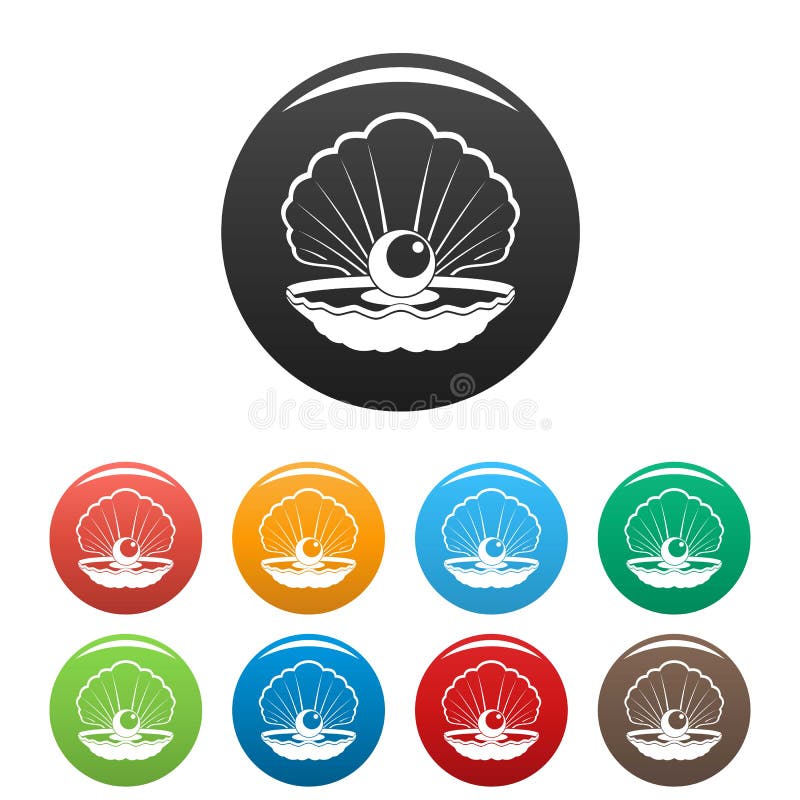 Opened Shell Icons Set Color Vector Stock Vector - Illustration of ...