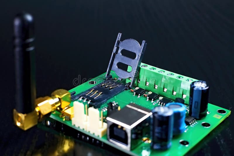 Opened SIM Card Holder As Part of GSM Communicator with Antenna. Stock ...