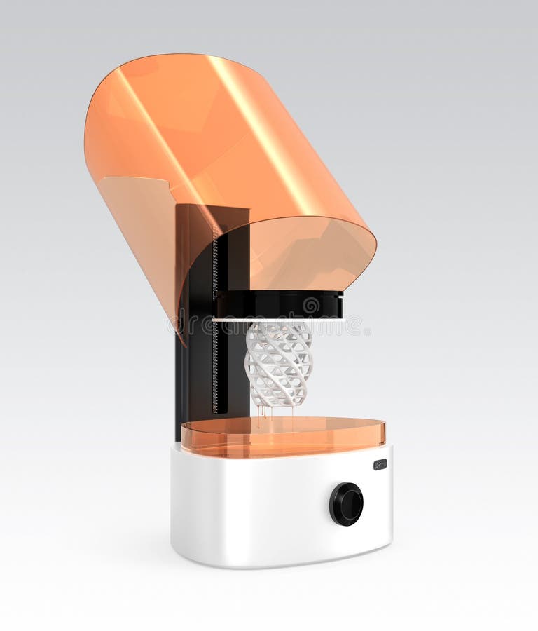 Opened SLA 3D Printer with Printed Model on the Stage Stock ...