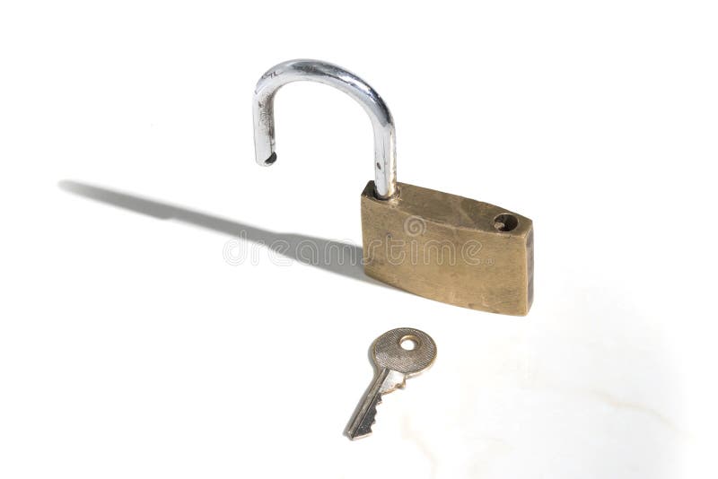Opened Small Bronze Lock with a Key Stock Photo - Image of steel, open ...