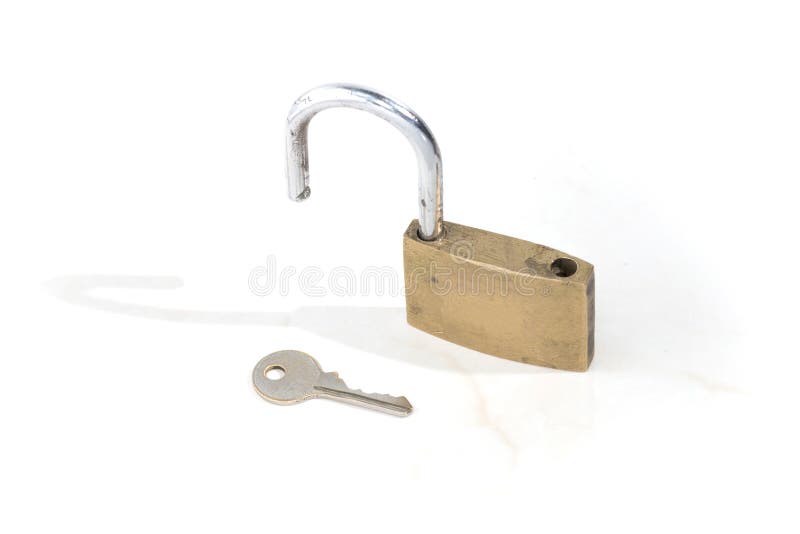 Opened Small Bronze Lock with a Key Stock Image - Image of symbol ...