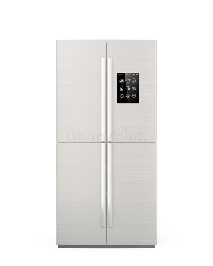 Closed Smart Refrigerator with LCD Screen. Stock Illustration ...