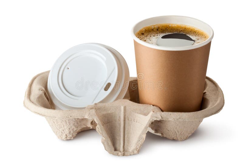 Opened Take-out Coffee in Holder. Lid is Near Stock Photo - Image of ...