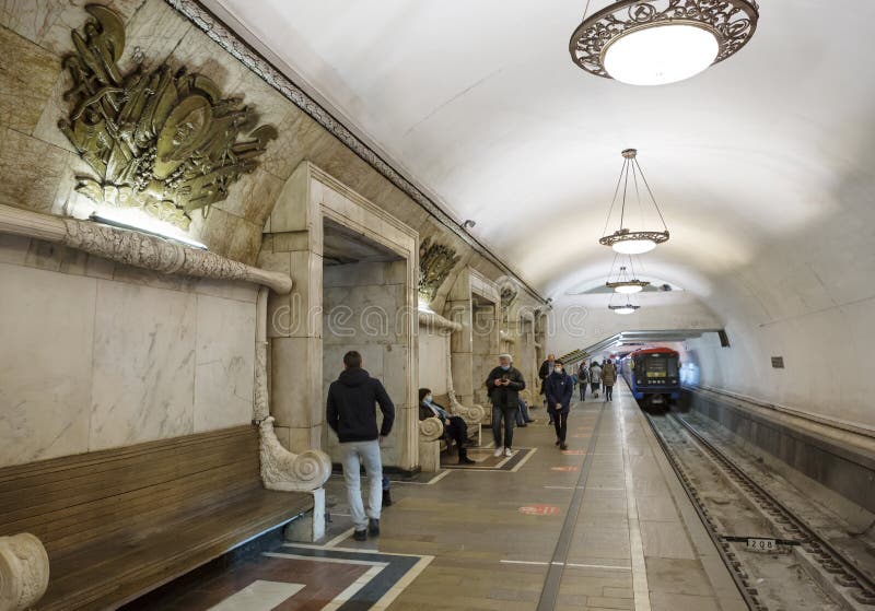 Moscow, Russia, Subway Station `Novokuznetskaya`. Editorial Photography ...
