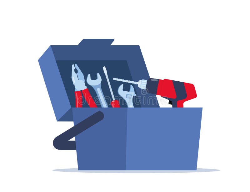 Opened Toolbox with Instruments Inside. Workman`s Toolkit. Tool Chest ...