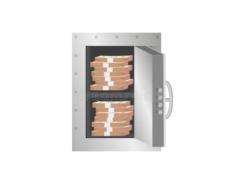 Opened Save Vault Full of Money Isolated on White. 3d Vault and Money ... Opened Save Vault Full of Money Isolated on White. 3d Vault and Money ...