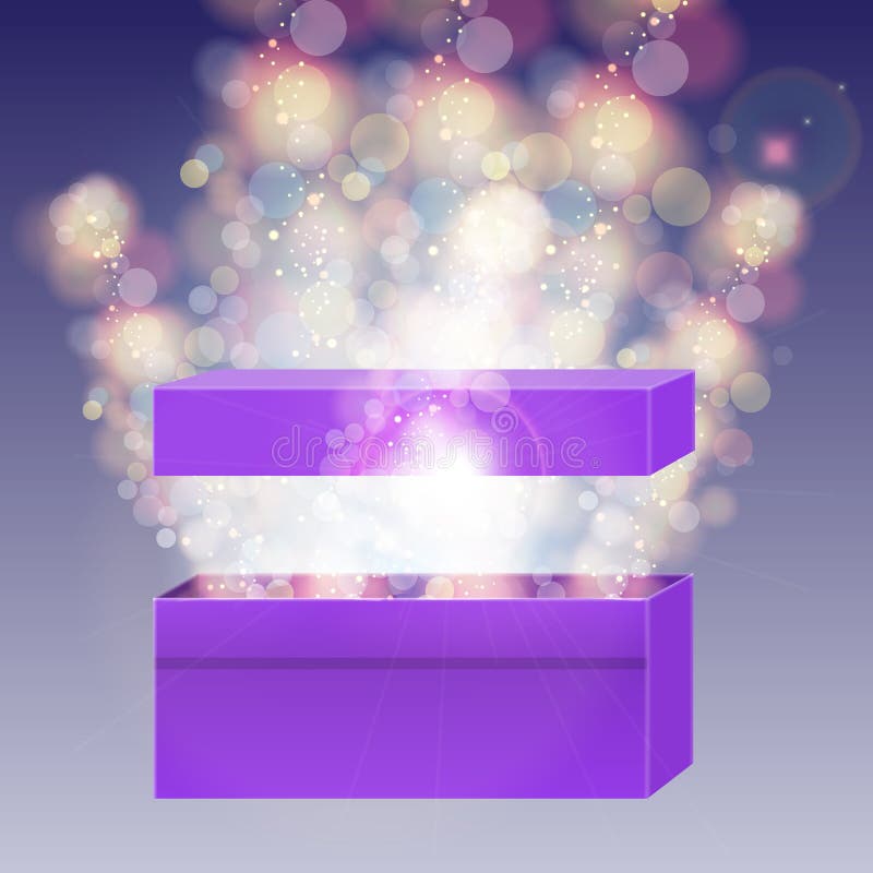 Opened Violet Gift Box with and Beam Lights. Stock Vector ...