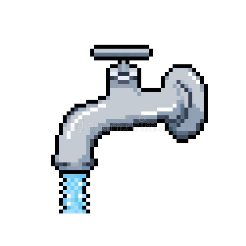 Opened Tap Water Faucet Pixel Art Vector Stock Illustration ...