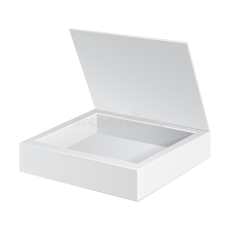 Opened White Box on Black Background - Box Mockup Stock Illustration ...