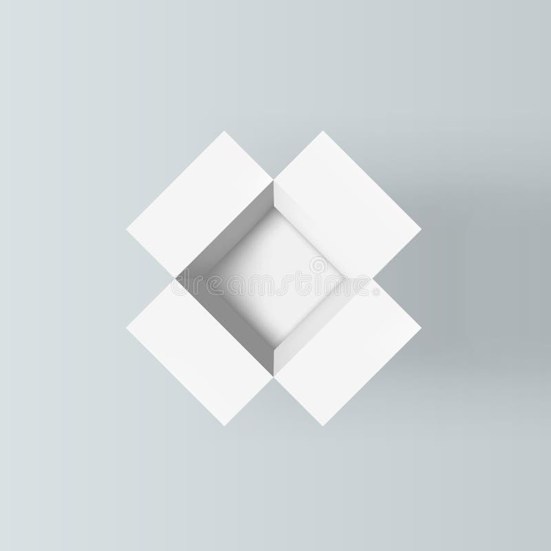 Opened White Cardboard Package Box. Top View Stock Illustration ...