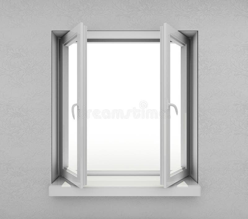 New Opened Plastic Glass Window Frame Isolated Stock Illustration ...