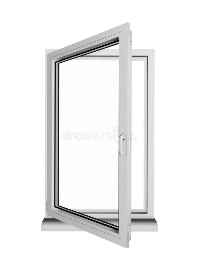New Opened Plastic Glass Window Frame Isolated Stock Illustration ...