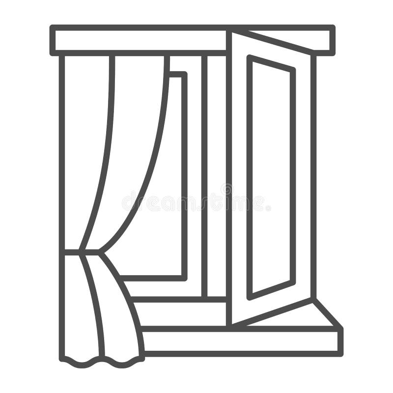 Open Window Curtain Outline Stock Illustrations – 1,305 Open Window ...