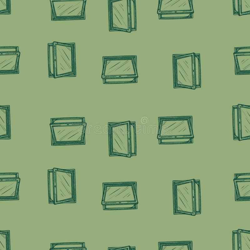 Opened Window Lean Forward Seamless Pattern. Retro Element Inside Wall ...
