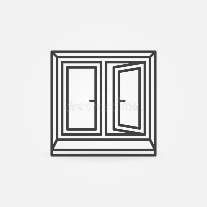 Opened Window Outline Vector Concept Minimal Icon or Sign Stock ...
