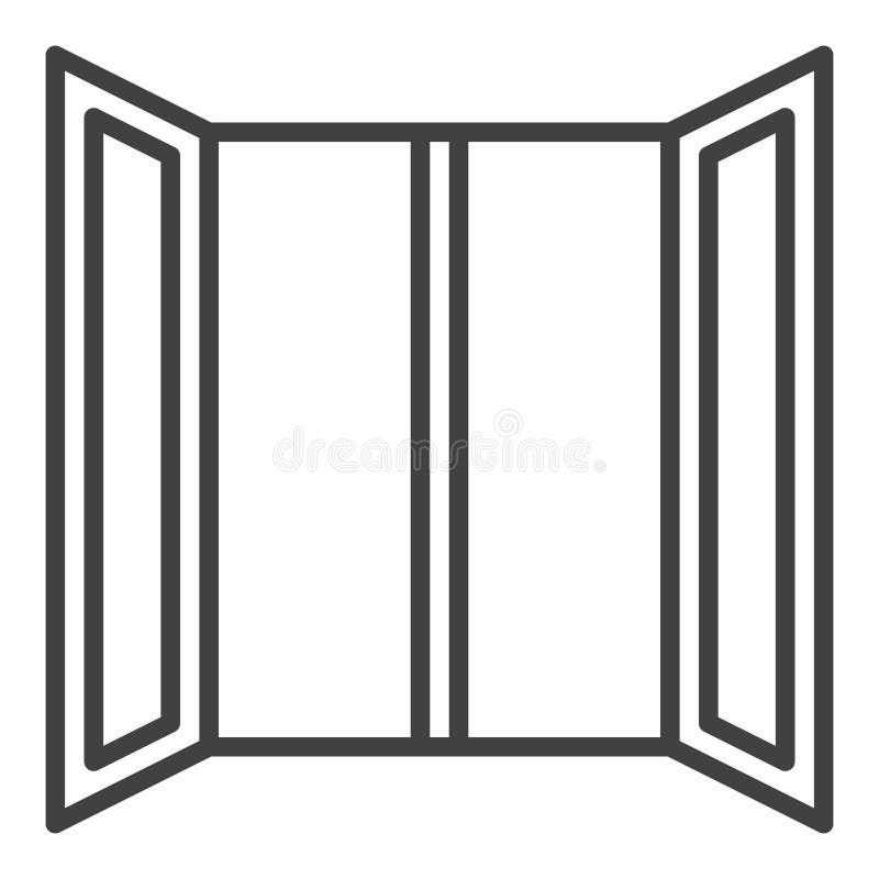 Opened Window Vector Outline Icon or Symbol Stock Vector - Illustration ...